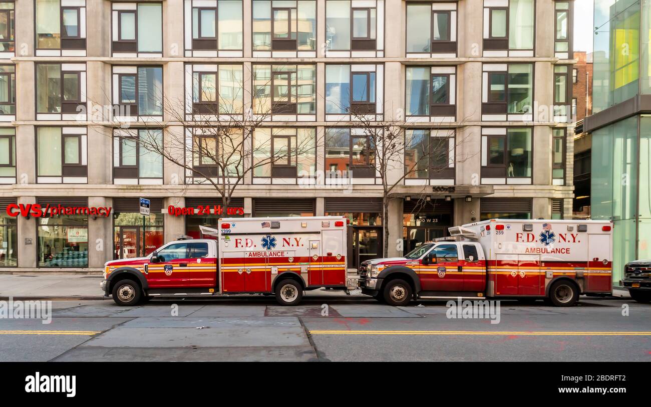 Ambulances parked outside of EMS Station Number 7 under the High Line ...