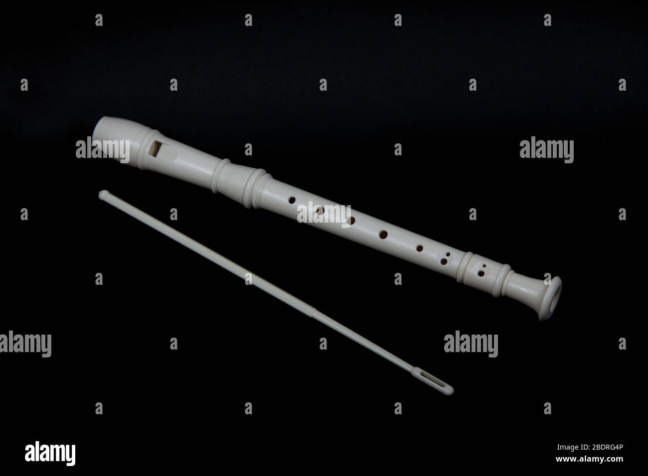 recorder flute isolated on black background flat lay. Horizontal image ...