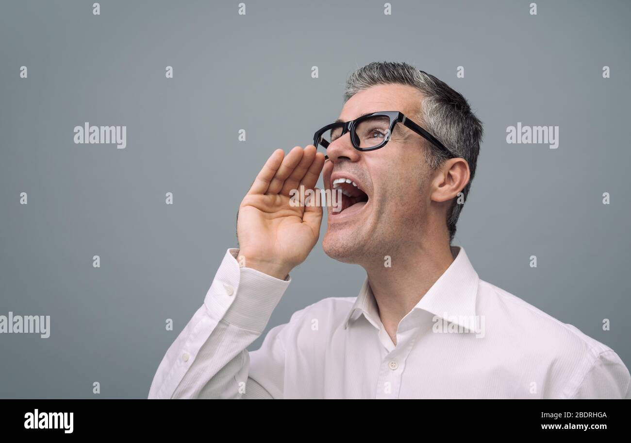 Man shouting out loud hi-res stock photography and images - Alamy