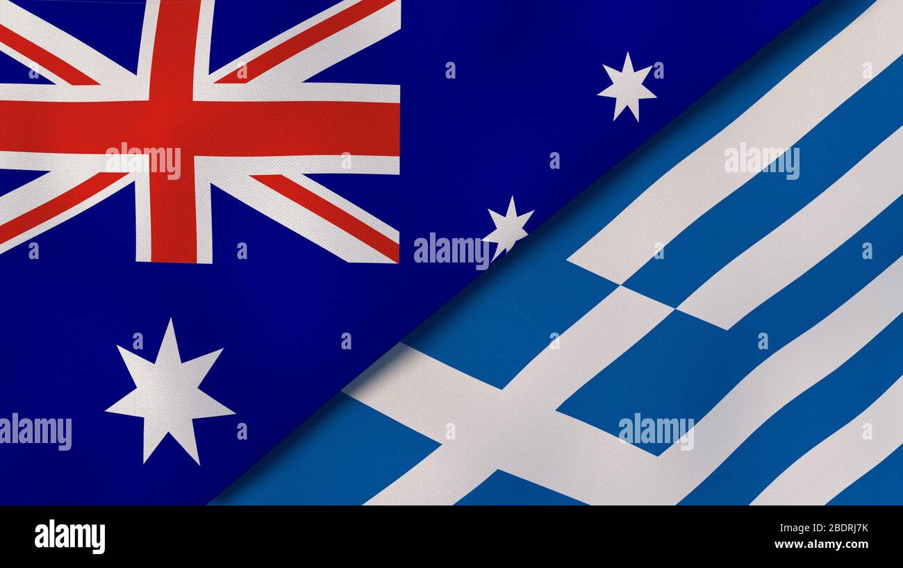 Two states flags of Australia and Greece. High quality business ...