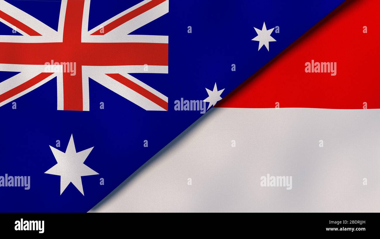 Two states flags of Australia and Indonesia. High quality business ...