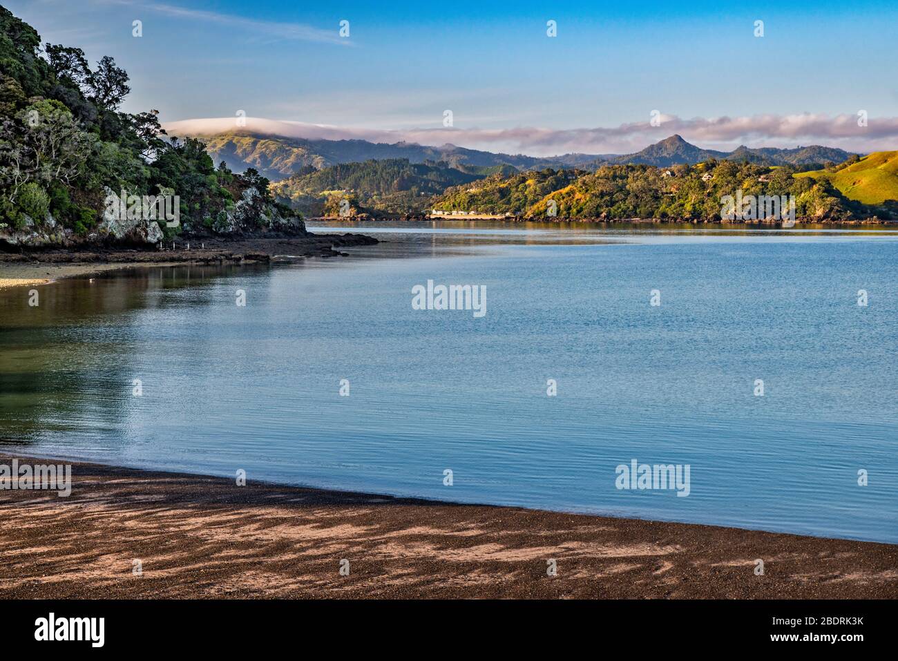 Admirals Bay, Whangaruru Harbour at sunrise, Whangaruru North Head ...