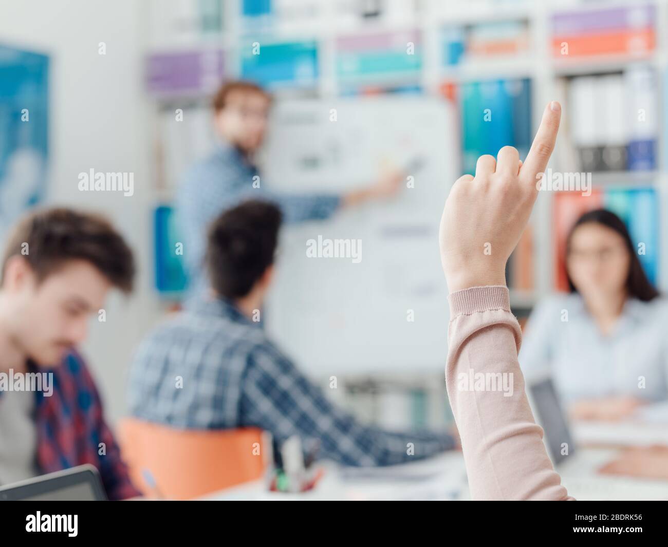 Group students and professor discussing hi-res stock photography and ...