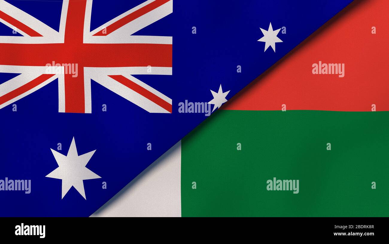 Two states flags of Australia and Madagascar. High quality business ...
