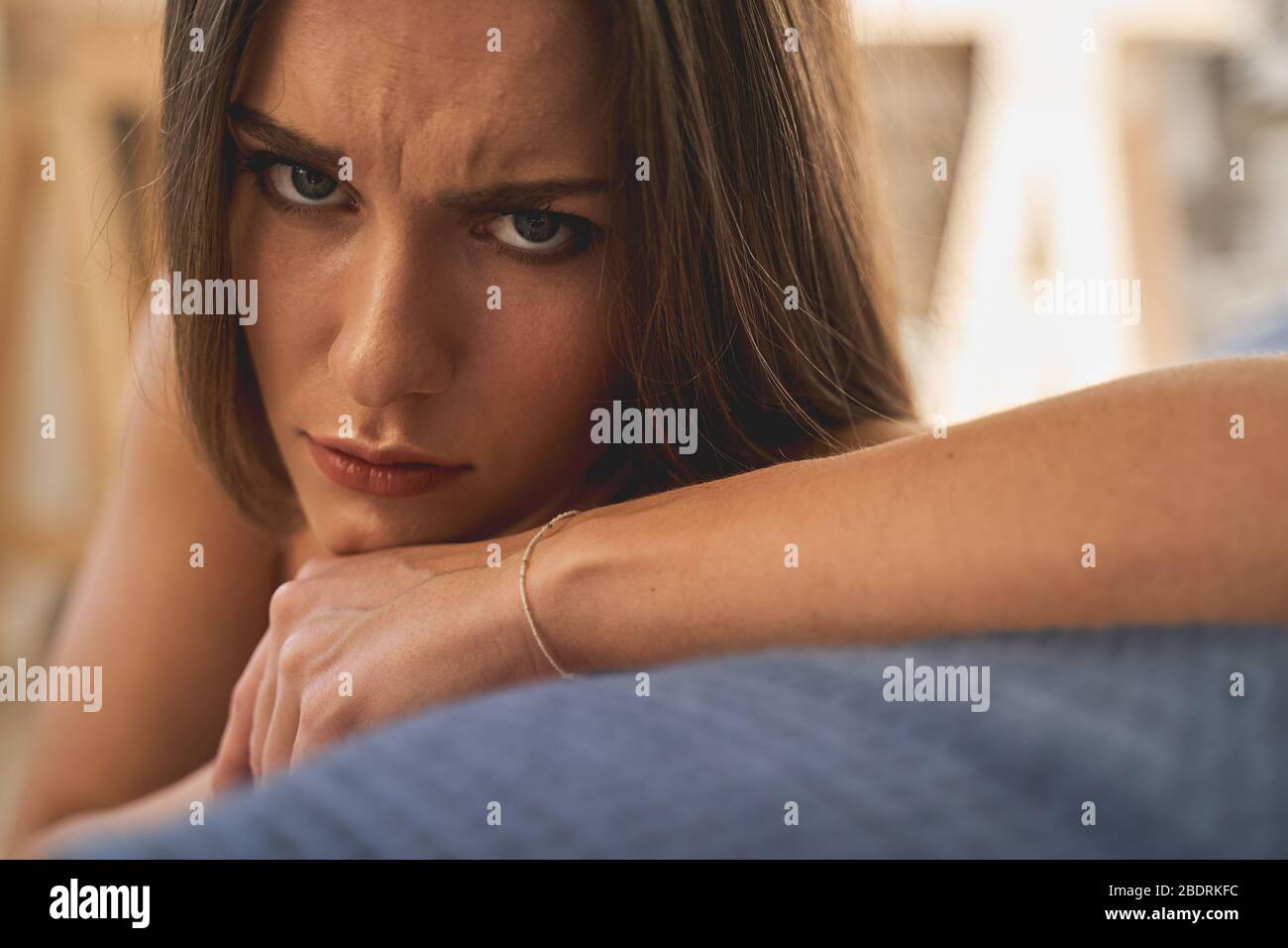 Portrait of serious girl that staring at camera Stock Photo - Alamy