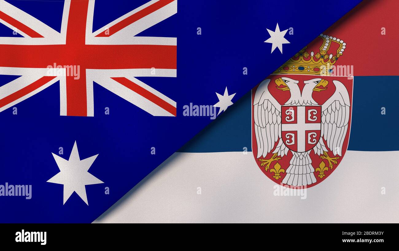 Two states flags of Australia and Serbia. High quality business ...