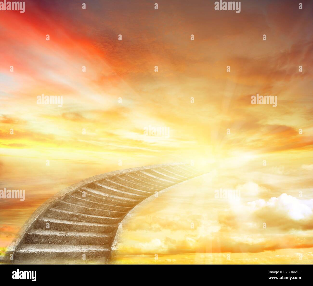 Stairs in bright sky. Stairway to heaven Stock Photo - Alamy