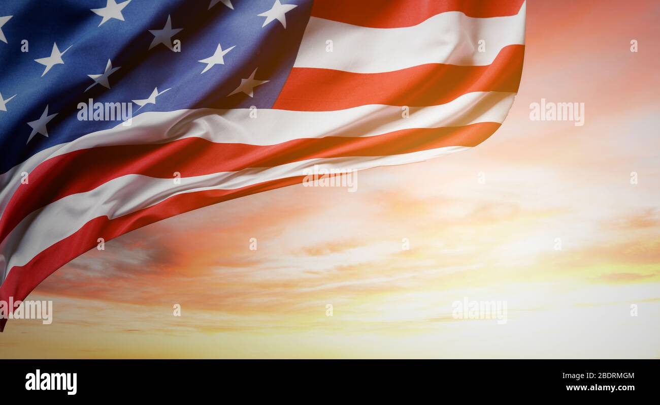 American flag in bright sky Stock Photo - Alamy