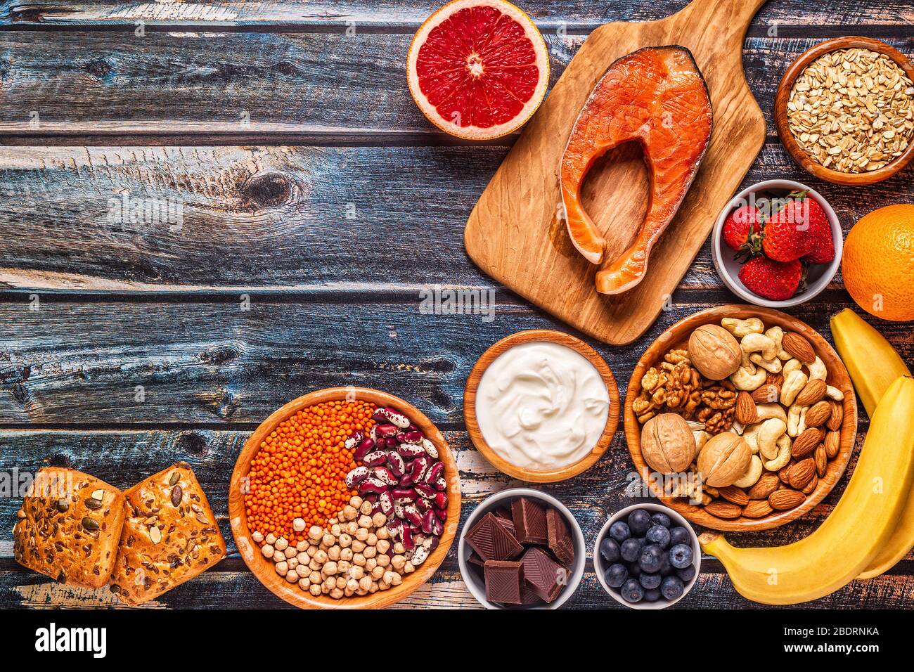 Foods for Improving Mental Health and Wellness Stock Photo - Alamy
