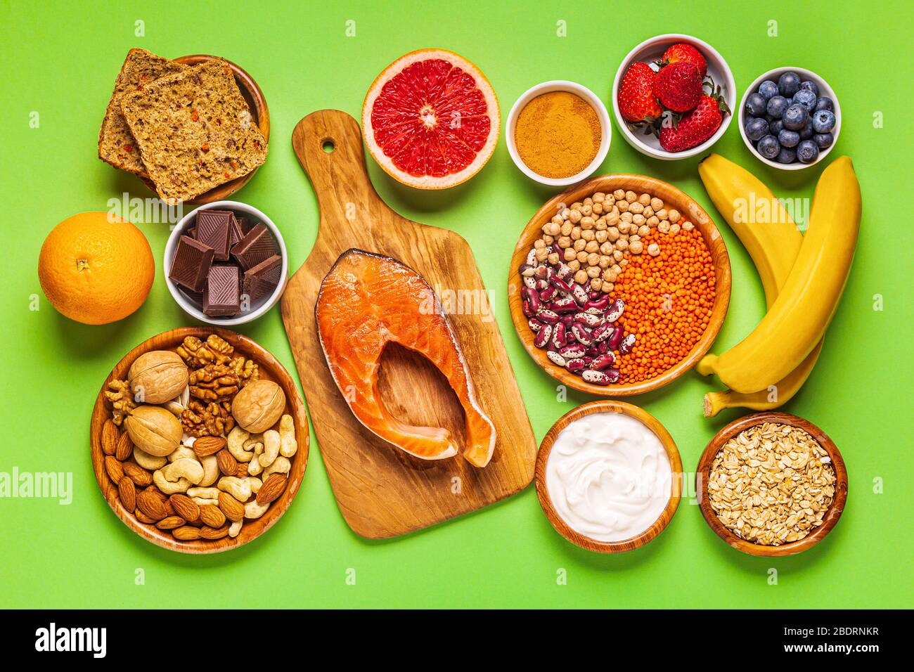Foods for Improving Mental Health and Wellness Stock Photo - Alamy
