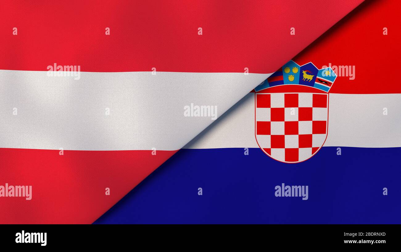 Two states flags of Austria and Croatia. High quality business ...