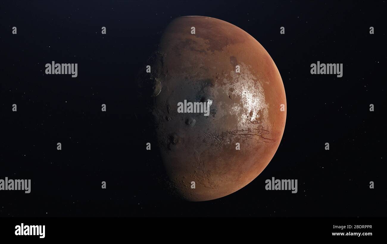 Super realistic planet mars from the orbit, atmosphere from space. 3d ...