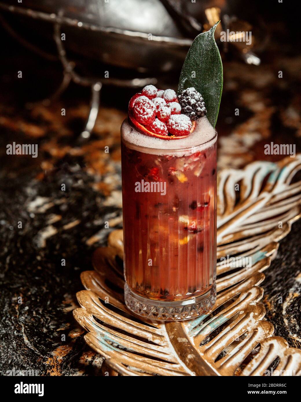 berry cocktail with orange zest raspberry and blackberry Stock Photo ...