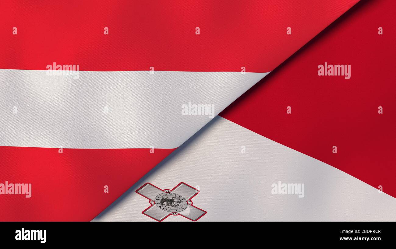Two states flags of Austria and Malta. High quality business background ...
