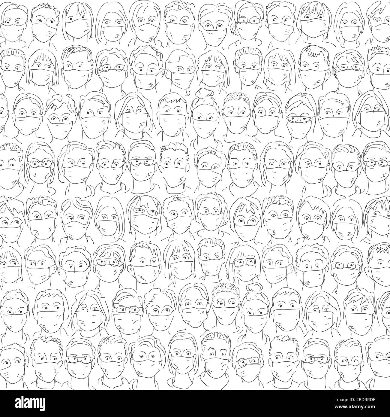 Group face masks Black and White Stock Photos & Images - Alamy