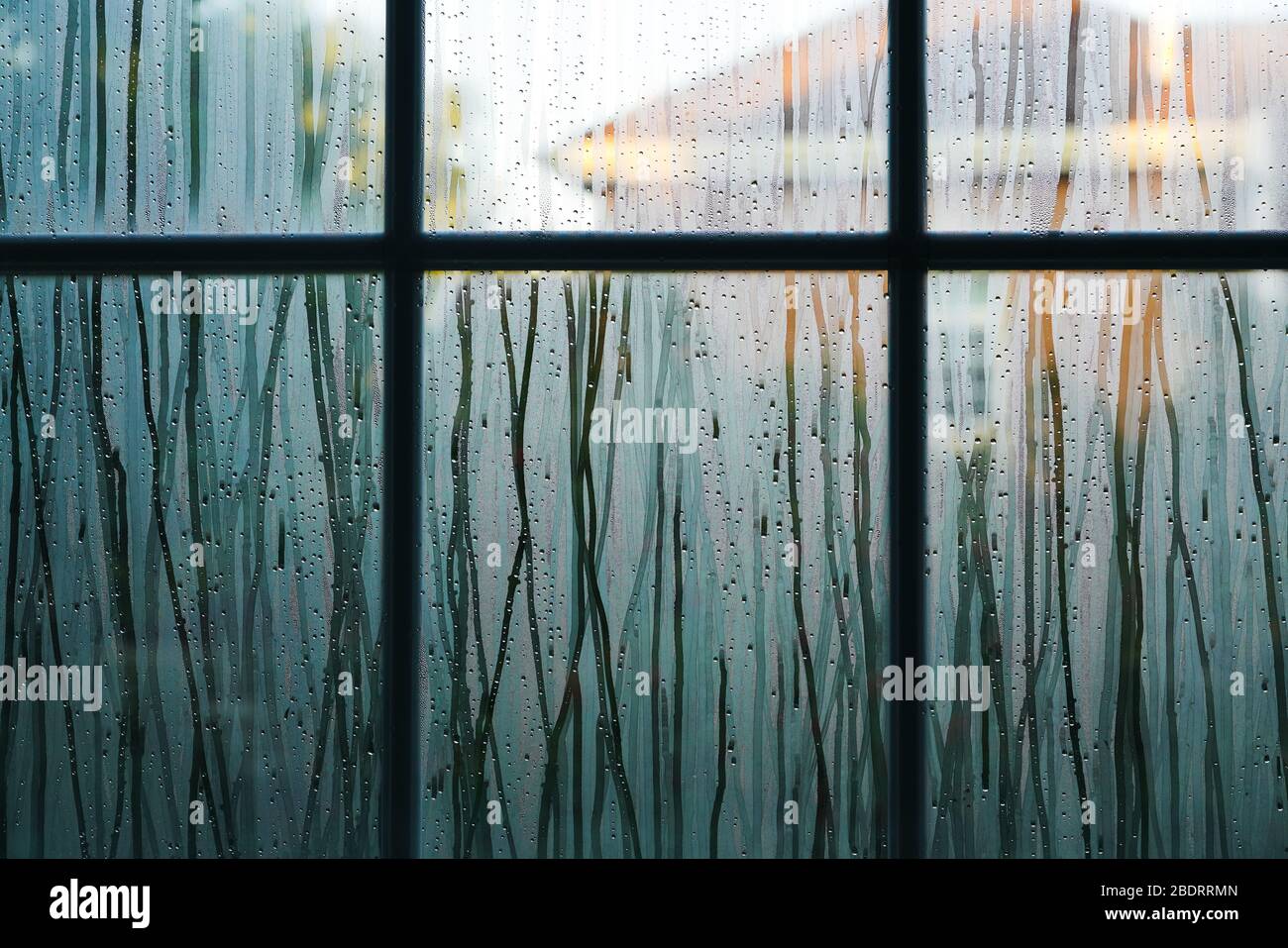 Look through the window of the rain the weather clears villa Stock ...