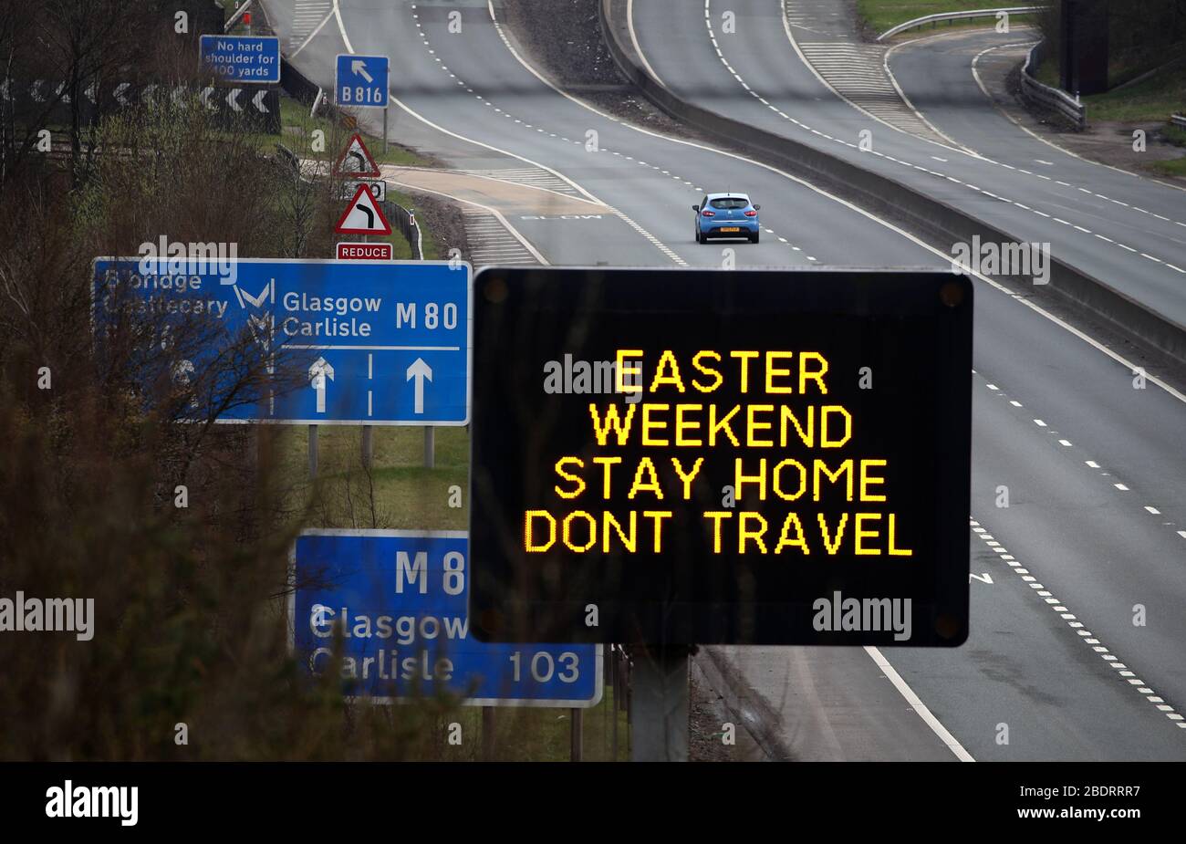 A road sign advising drivers hi-res stock photography and images - Alamy