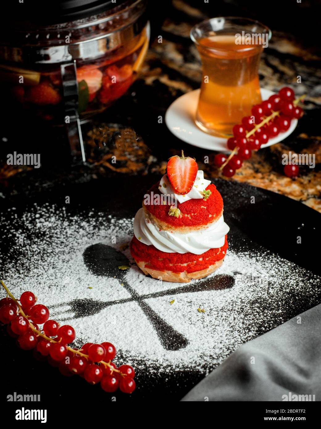 french pastry with white cream and strawberry Stock Photo - Alamy