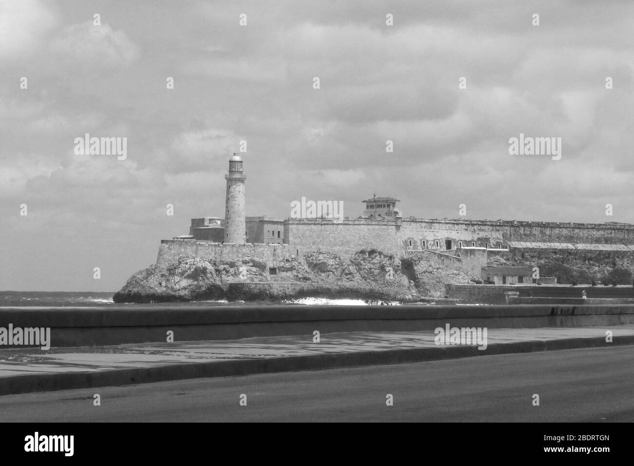 Malecon Lighthouse on shore in Havana Cuba esplanade global warming sea ...
