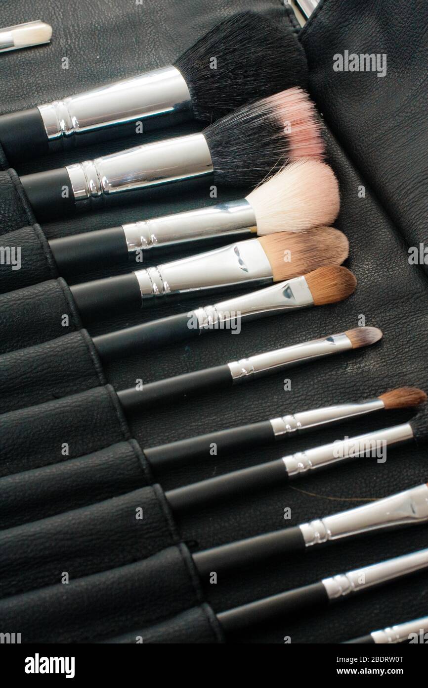 Various sizes of Make Up Brushes in a Case Stock Photo - Alamy