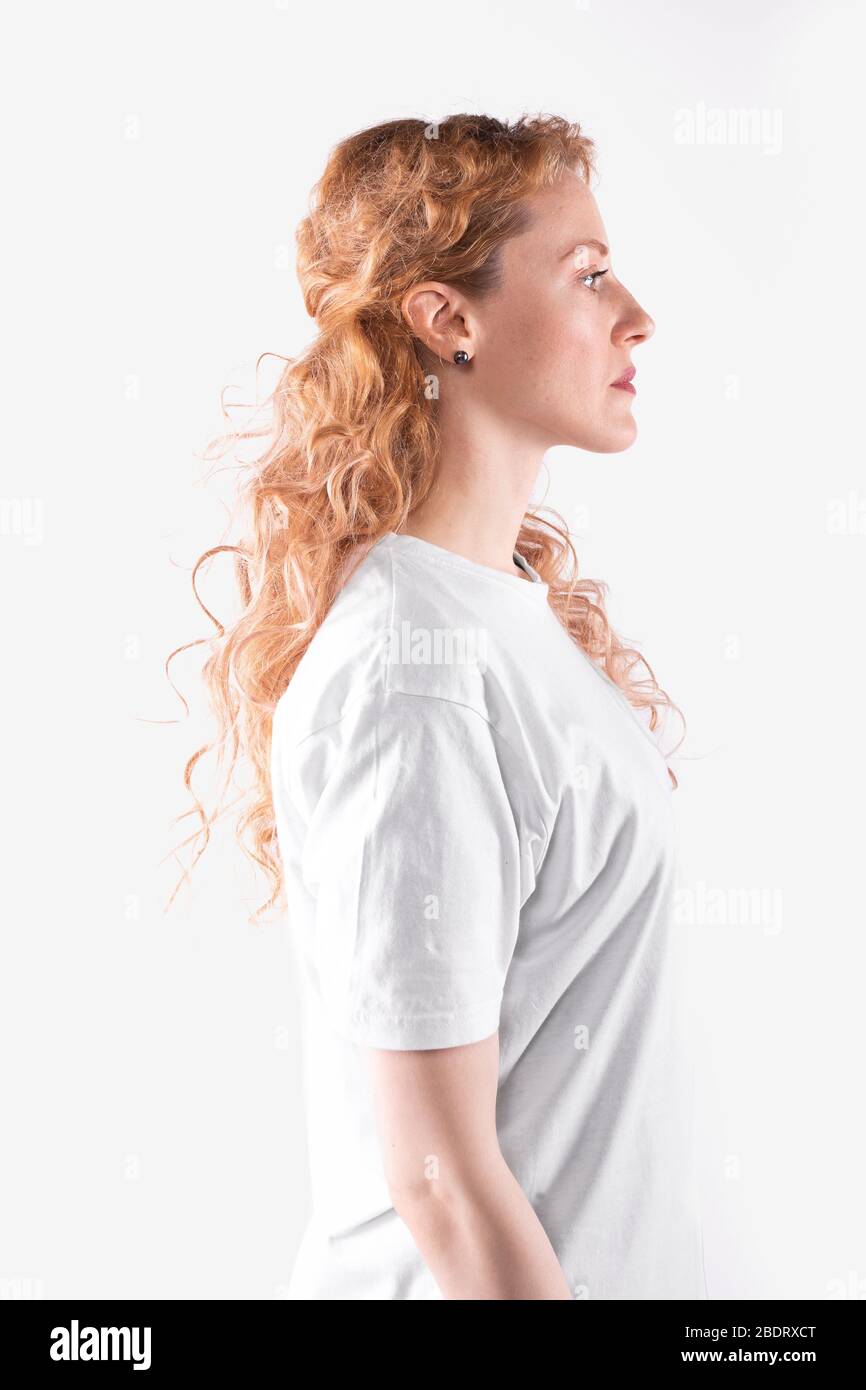 Female model standing sideways eyes hi-res stock photography and images ...