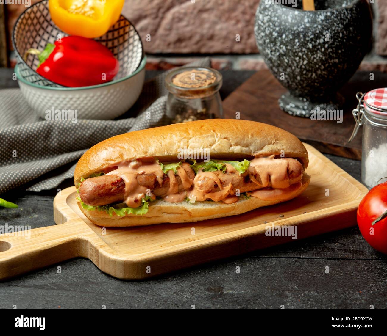 Wurst wurst sandwich sauce hi-res stock photography and images - Alamy