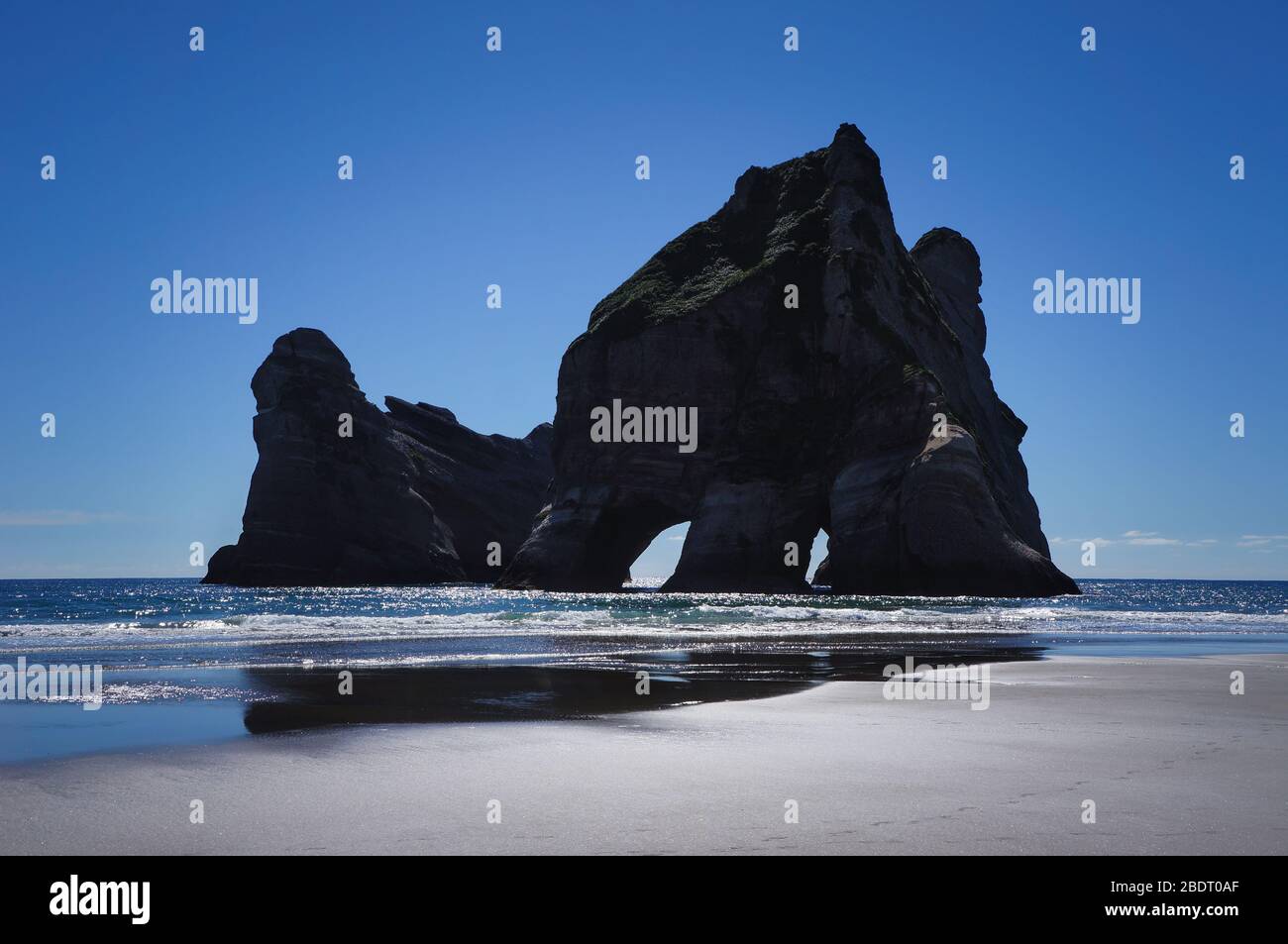 Archway Islands and Wharariki Beach on the top of South Island, New Zealand Stock Photo - Alamy