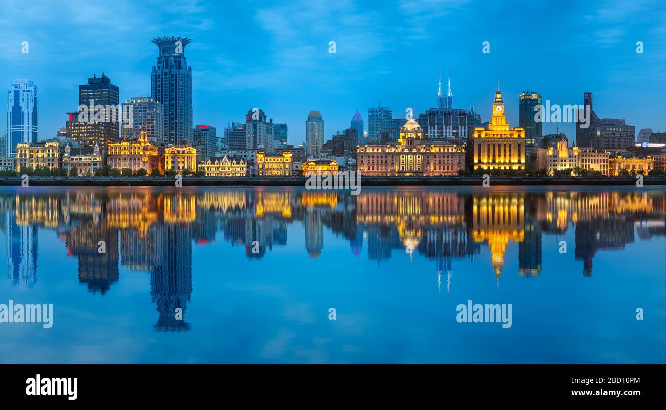 Shanghai skyline with the city lights and tower Stock Photo - Alamy