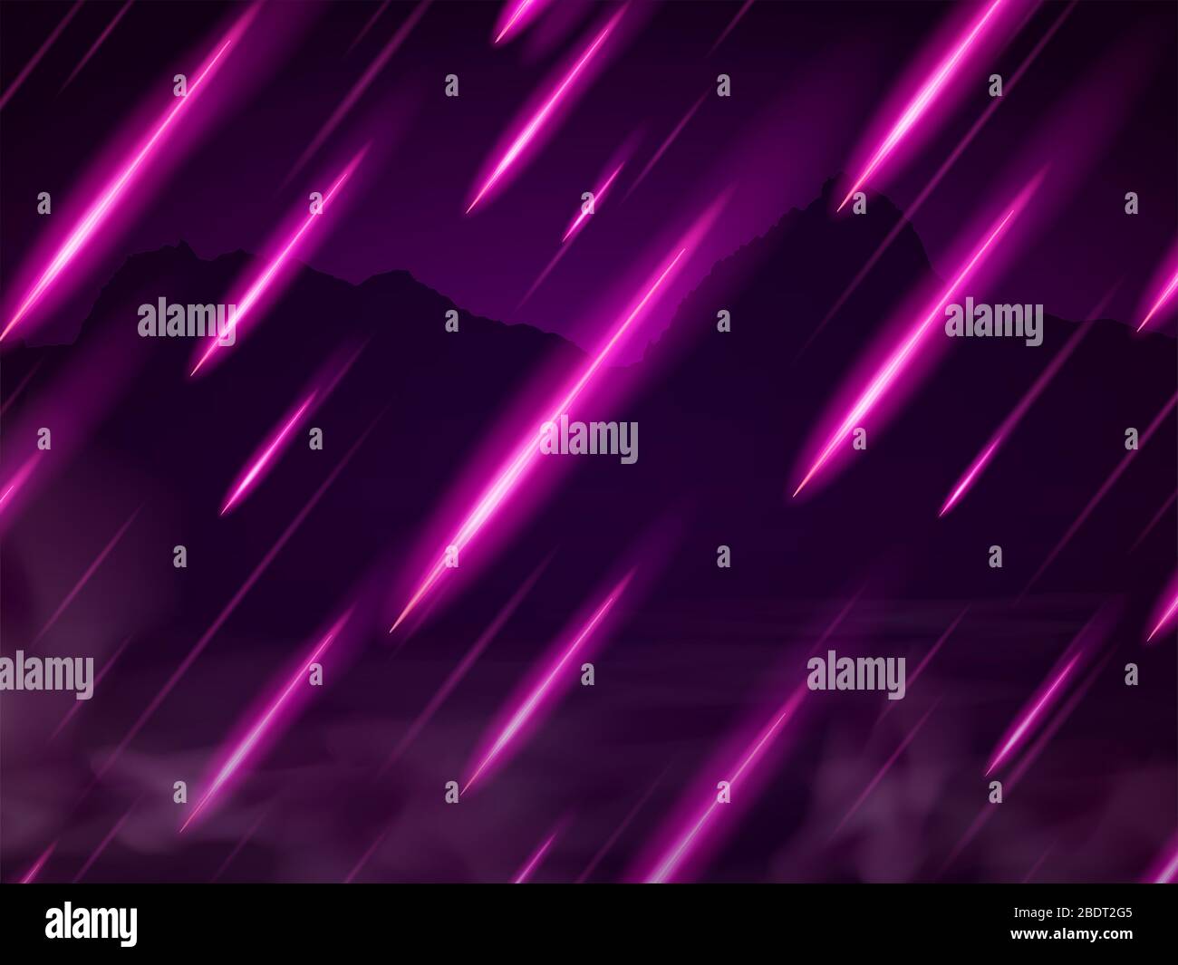 Speed Lines, Neon Light Rain. Moving Fast Shooting Stars, Meteorites on ...