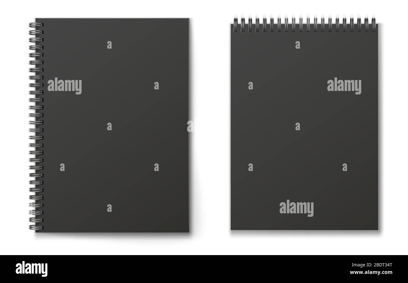 Realistic black modern vertical closed realistic spiral notepad mockup ... Realistic black modern vertical closed realistic spiral notepad mockup ...