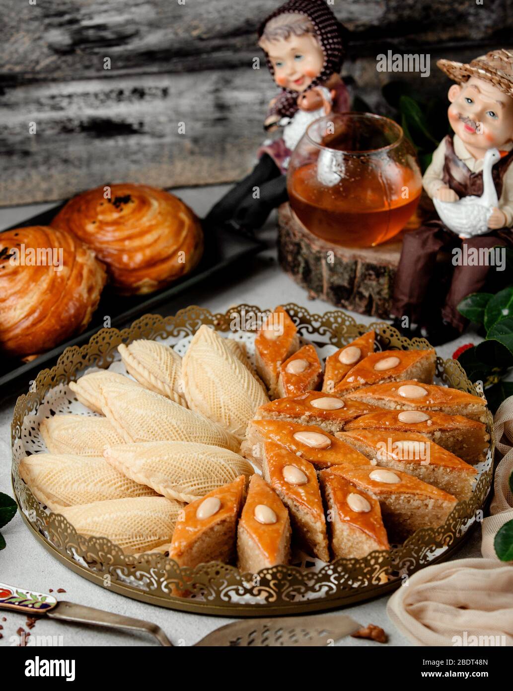 traditional azerbaijan pastries shakarbura and pakhlava plate Stock ...