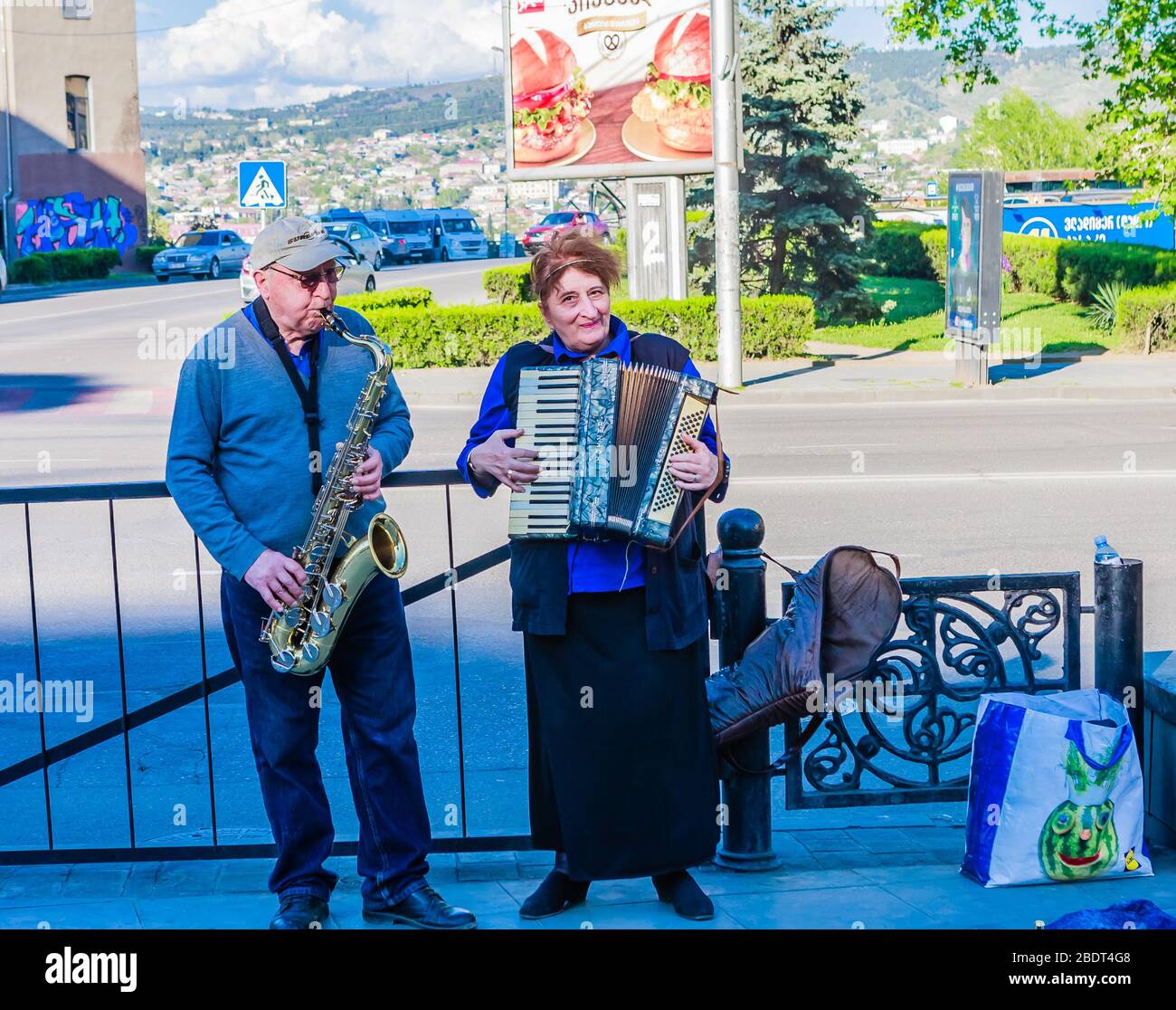 Two street musicians on Rustaveli Avenue. Tbilisi. Georgia Stock Photo ...