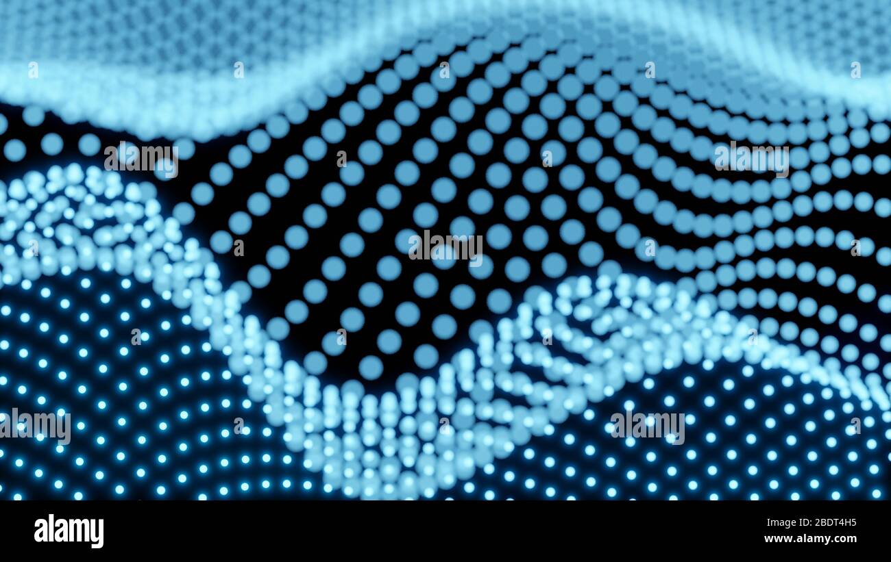 3D illustration of lights forming soft wavy lines in blue Stock Photo ...