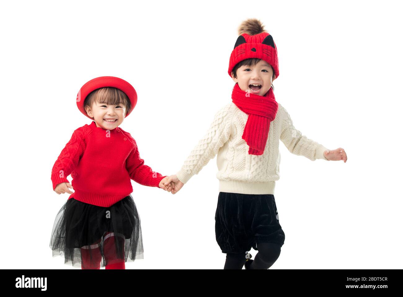 His two children wear new clothes to celebrate the New Year Stock Photo ...