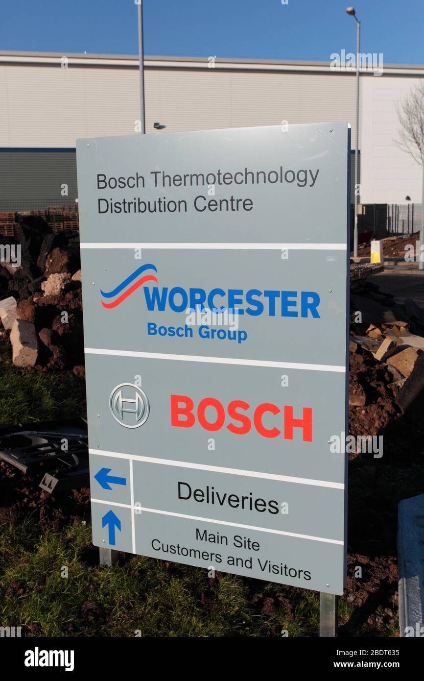 Signage at Worcester Bosch Thermotechnology Distribution Centre Stock ...