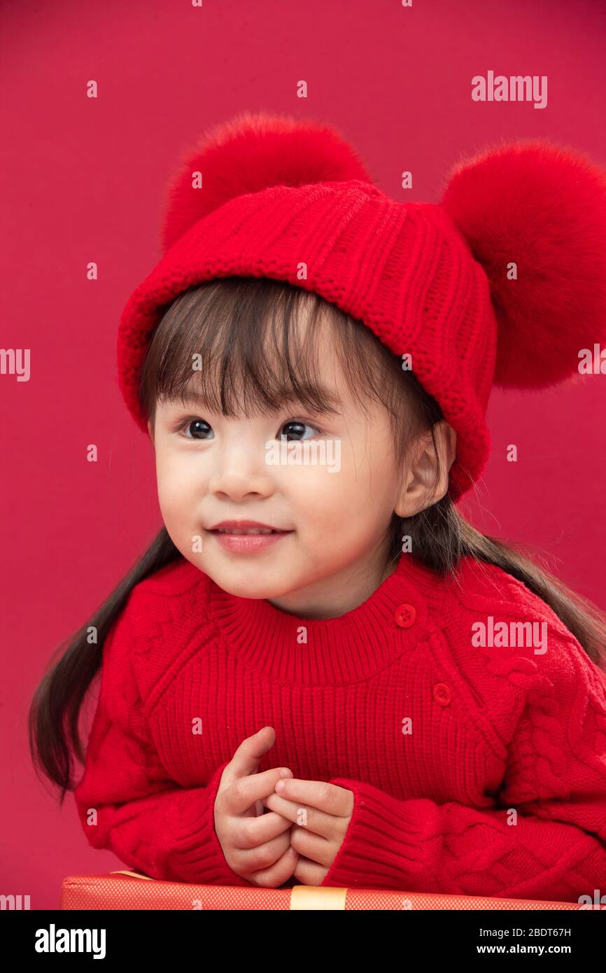 Happy little girl bust features Stock Photo - Alamy