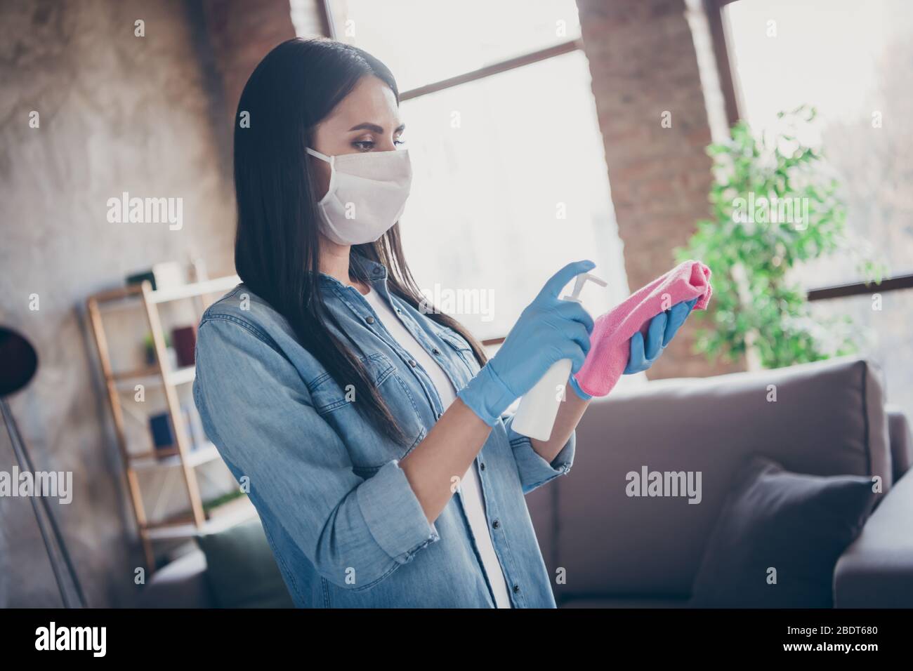 Portrait of her she nice attractive lovely healthy brunette girl using ...