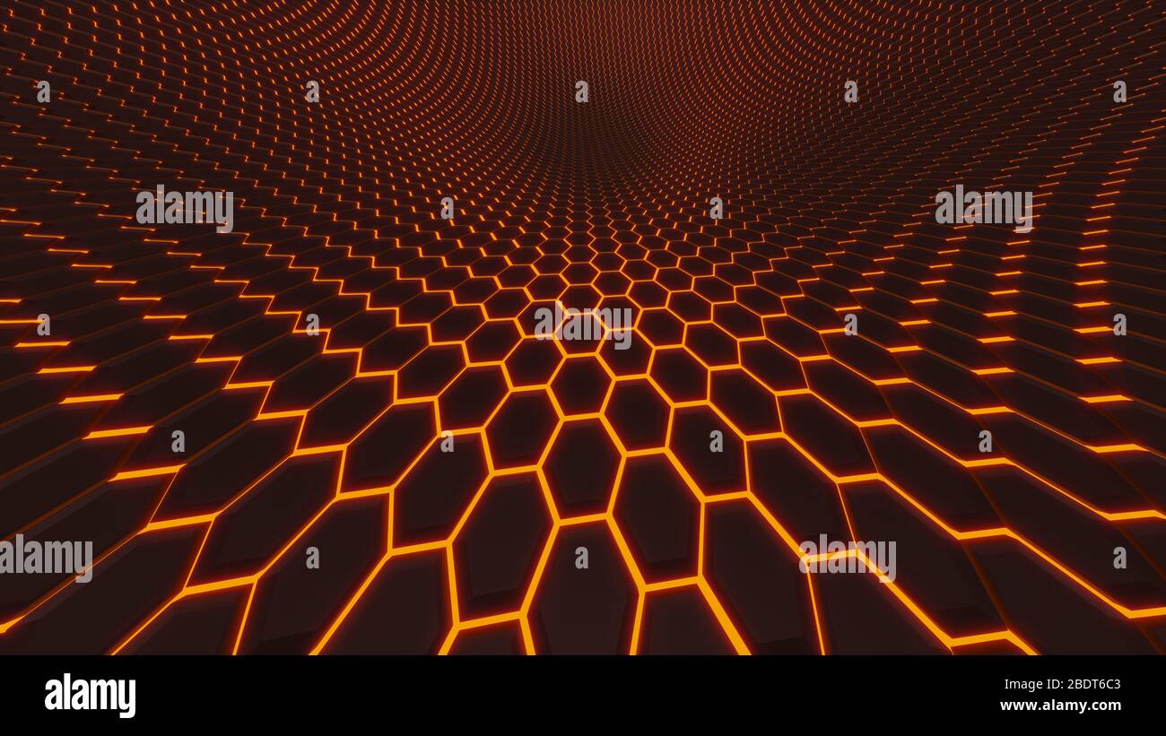 3D illustration of abstract background wallpaper with brown hexagons on ...