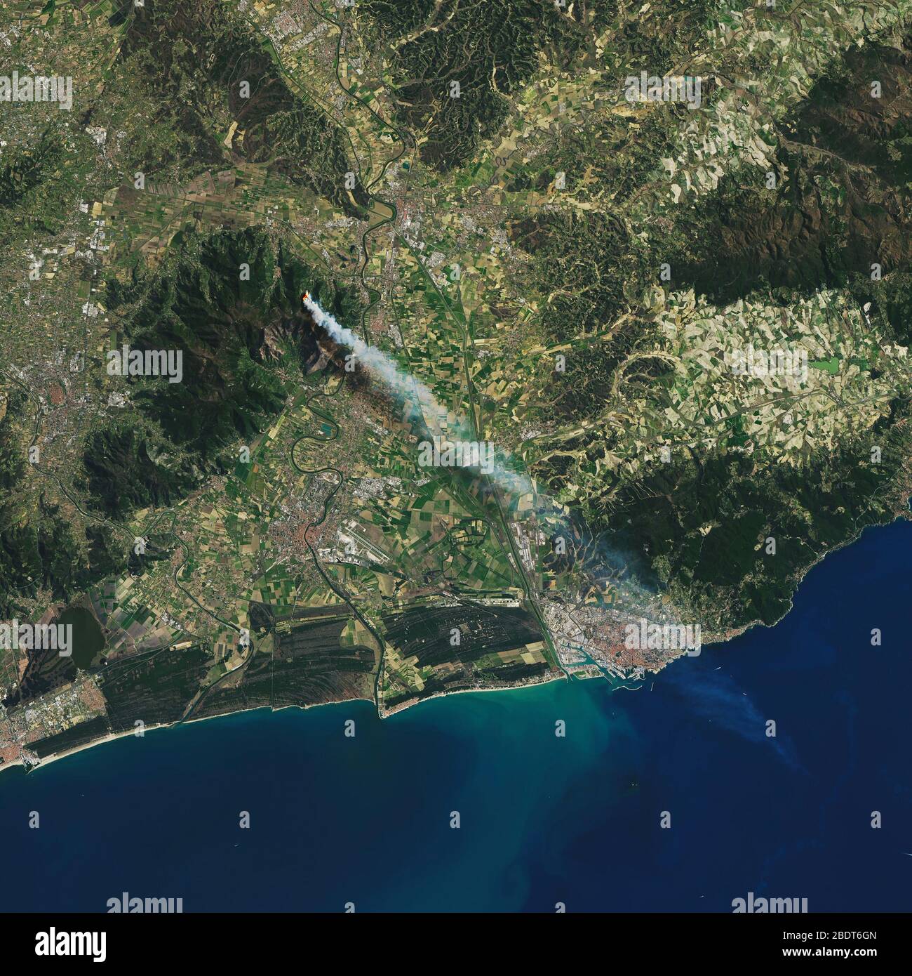 Wildfire from aerial. Fire and smoke. Forest fire. (Elements of this ...