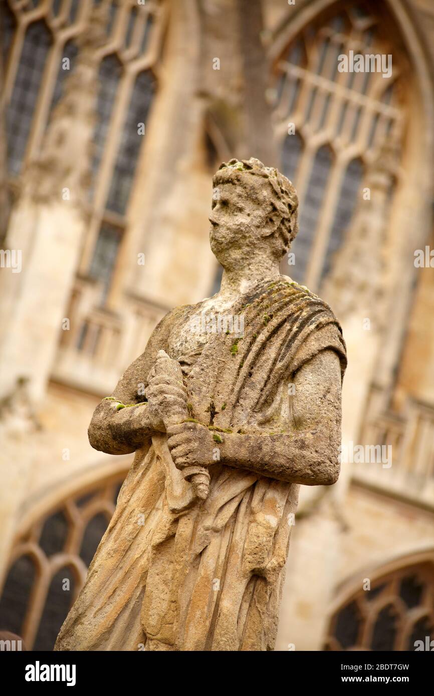 Stone statue in the Roman Baths in Bath city centre Stock Photo - Alamy