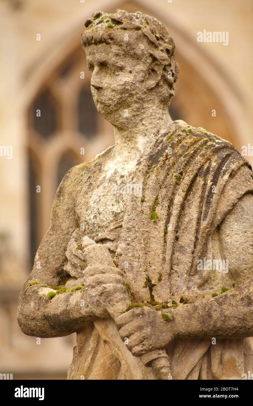 Stone statue in the Roman Baths in Bath city centre Stock Photo - Alamy