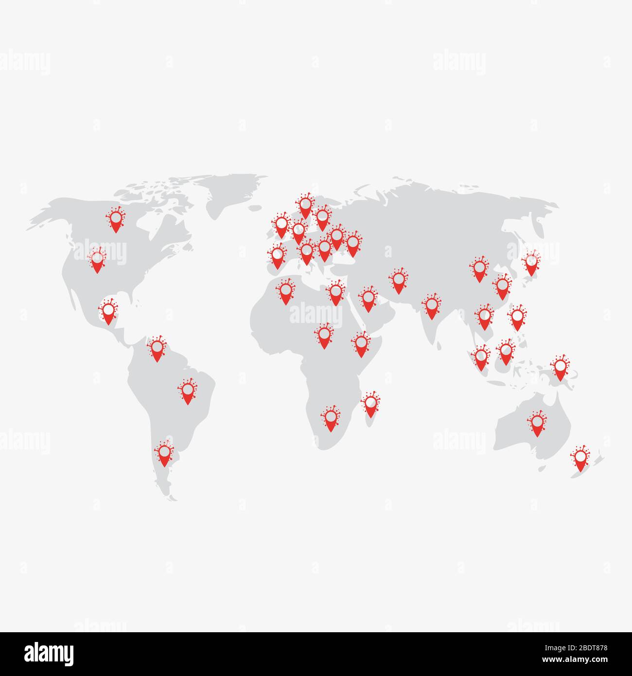 Map of world with points of location Coronavirus COVID-19 . Virus ...