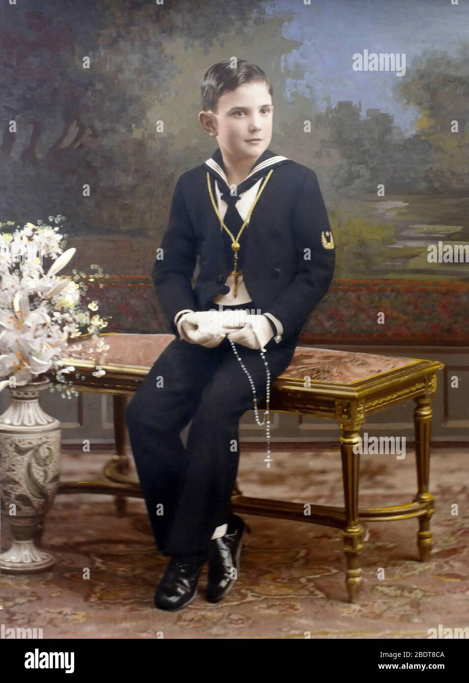 young boy portrait on clasic colored picture Stock Photo - Alamy