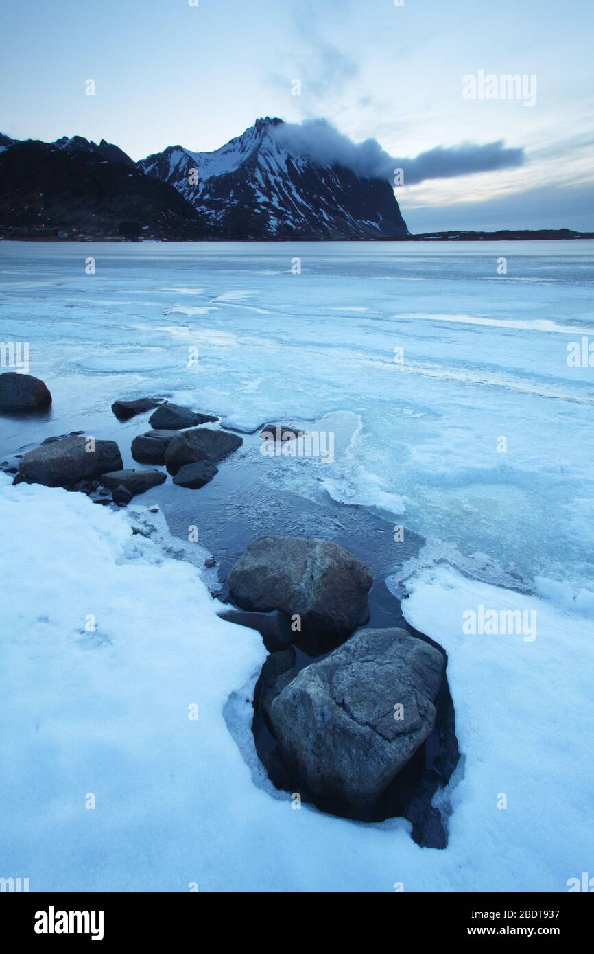 Mountain lake near Leknes in the Lofoten Islands Stock Photo - Alamy