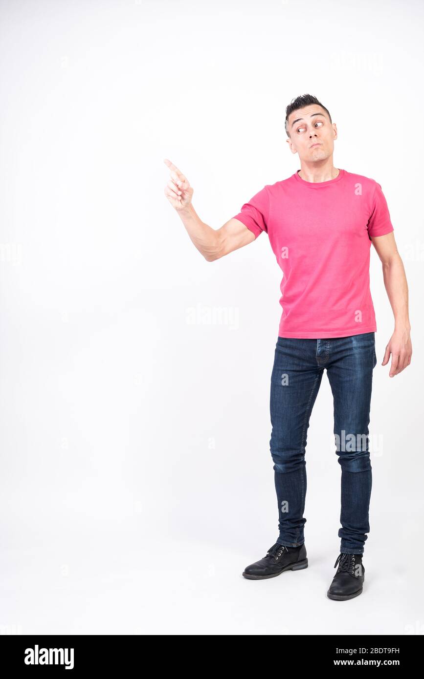 Challenging man. White background. Full body Stock Photo - Alamy