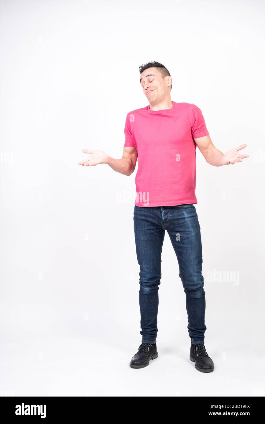 Self-confident man. White background, full body Stock Photo - Alamy