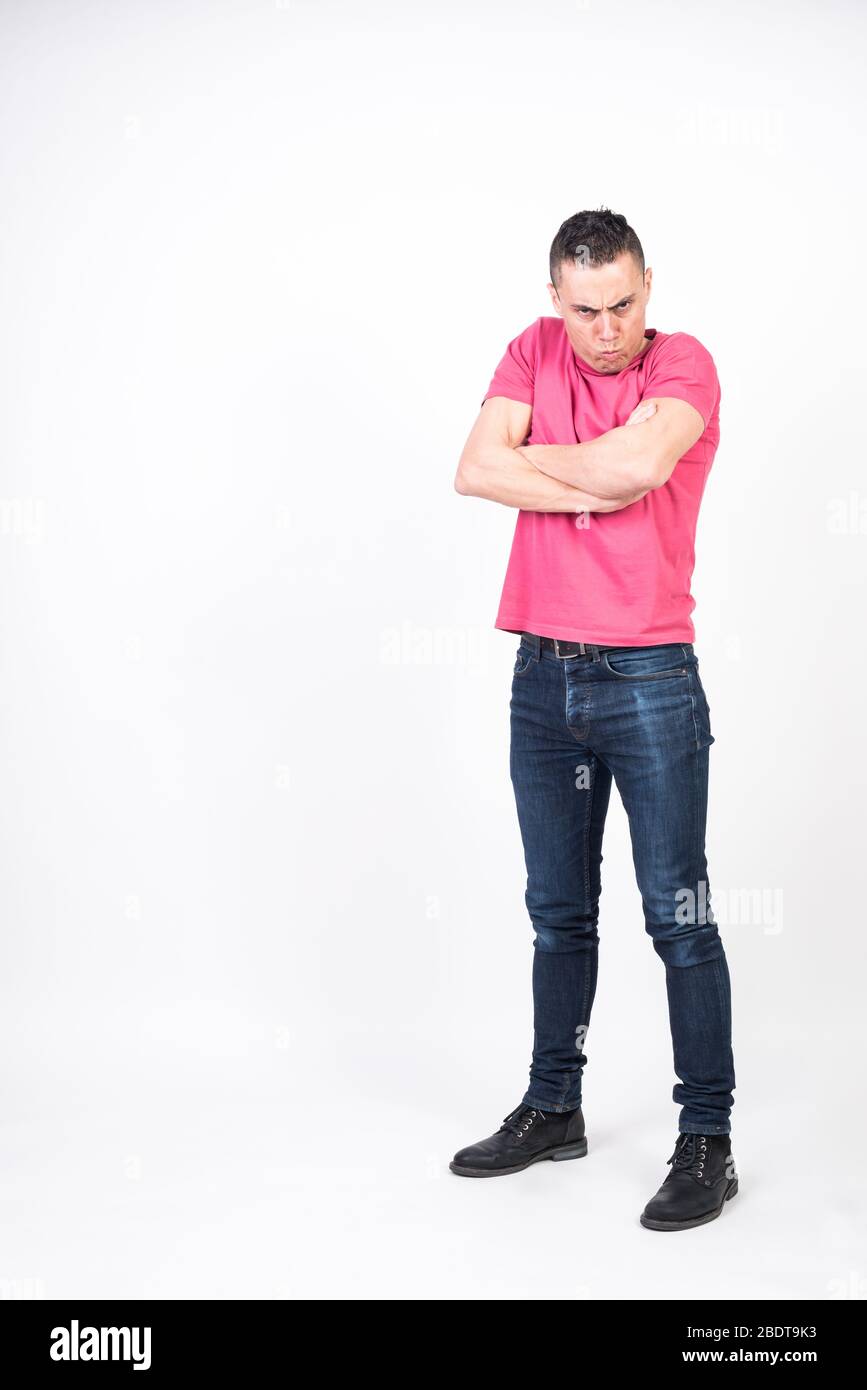 Angry man. white background, full body Stock Photo - Alamy
