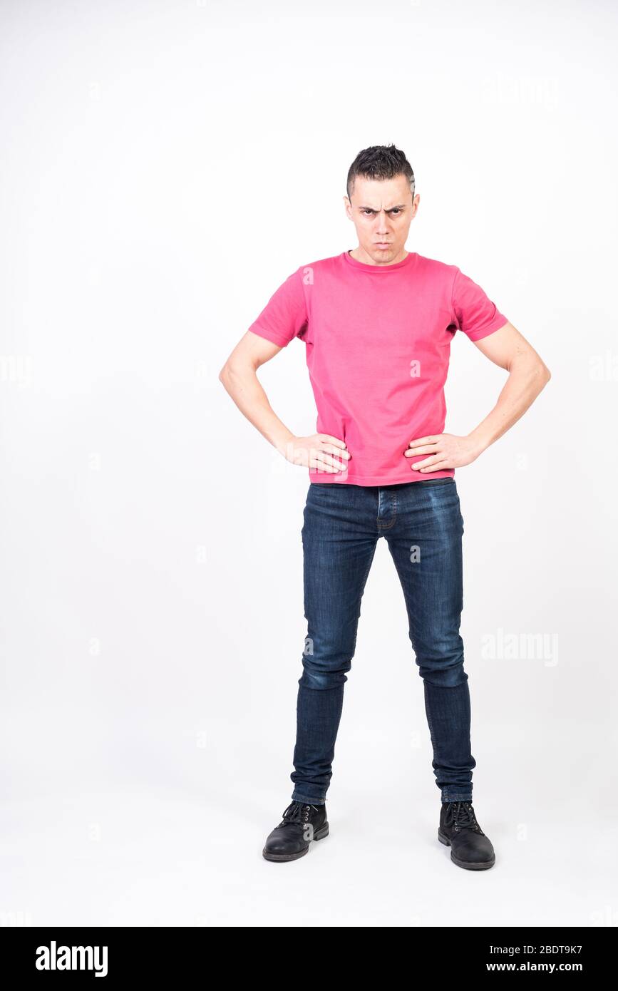 Angry man. white background, full body Stock Photo - Alamy