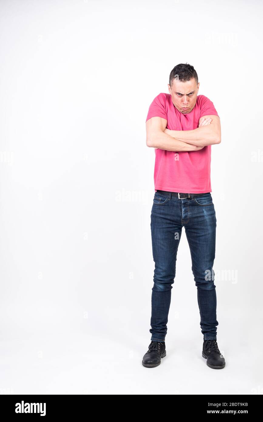 Angry man. white background, full body Stock Photo - Alamy