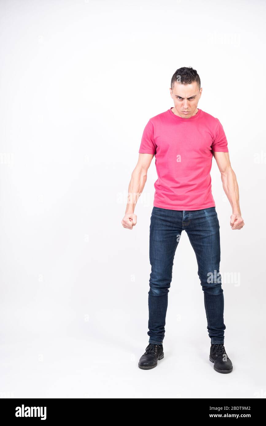 Angry man. white background, full body Stock Photo - Alamy